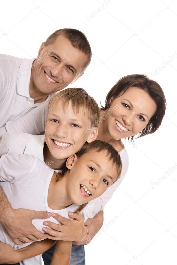 Cute family on white Stock Photo by ©aletia 55492403
