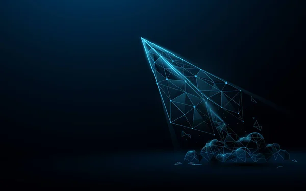 Growing graph icon from lines, triangles and particle style design. Illustration vector Stock ...