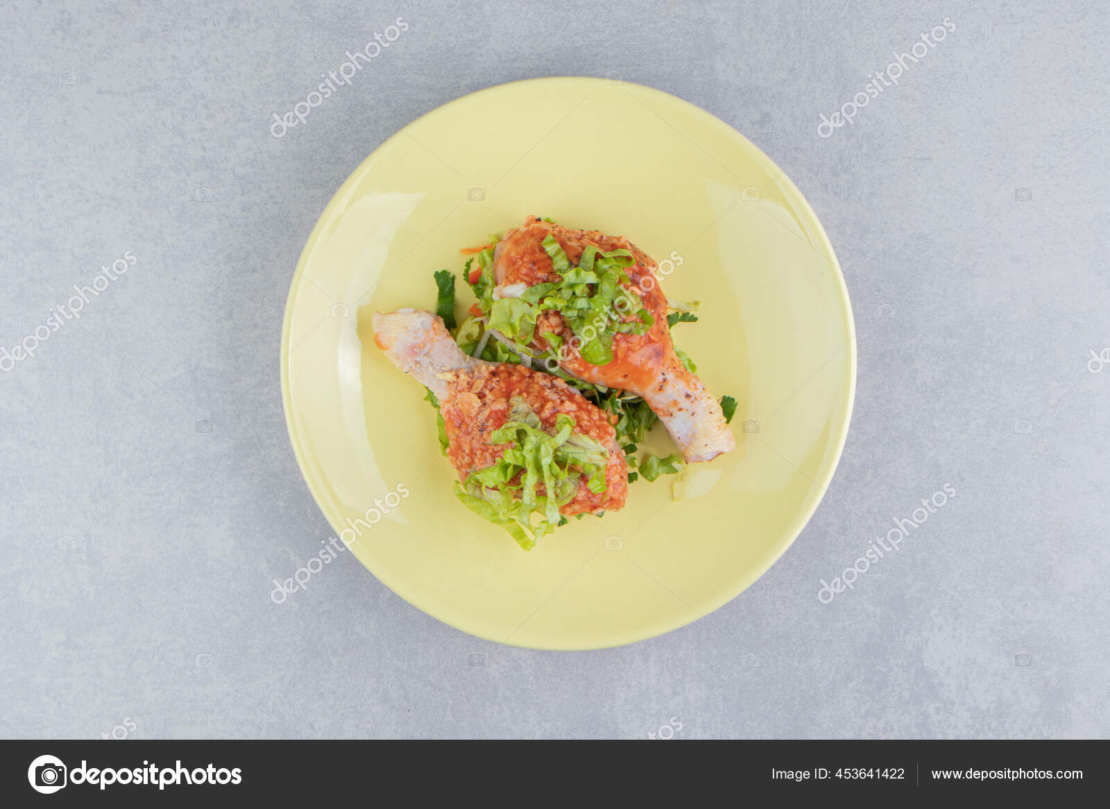 Raw Marinated Chicken Meat Chicken Legs Plate White Background High ...