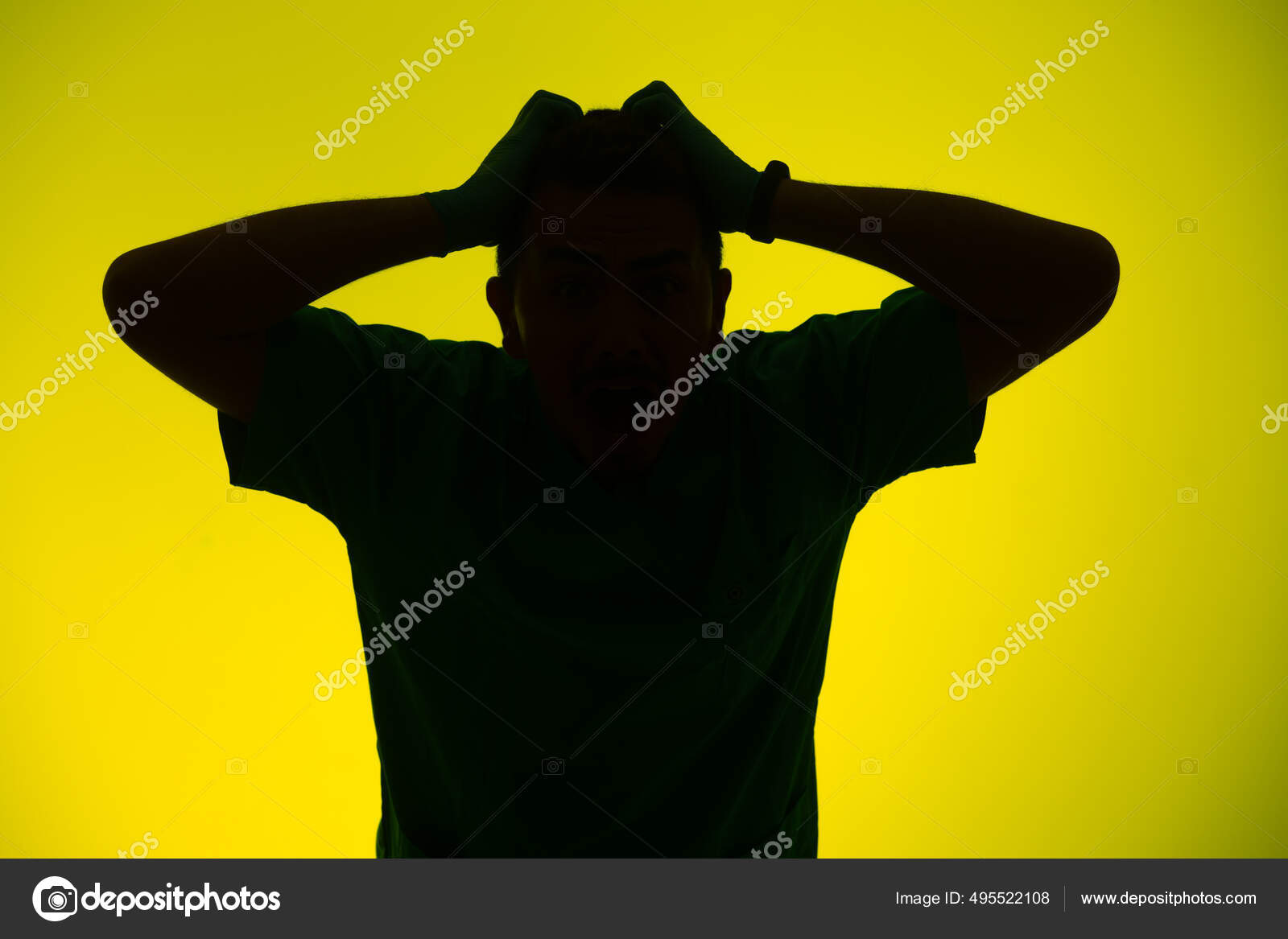Silhouette Man Yellow Light Background Stock Photo by ©azerbaijan ...