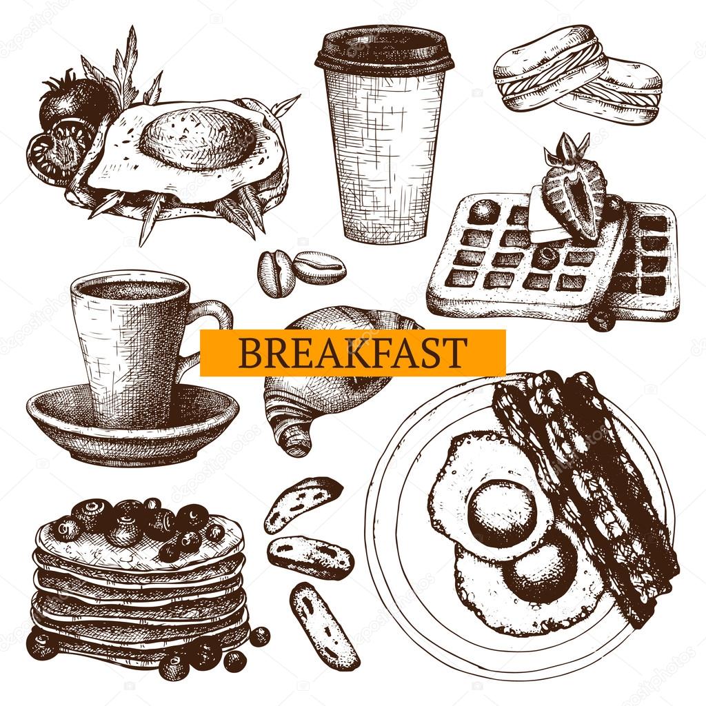 Hand drawn food for breakfast menu Stock Vector Image by ©geraria #83045968