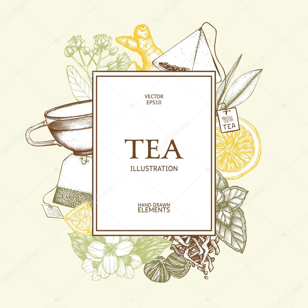 Card design with tea illustrations Stock Vector Image by ©geraria #93207486