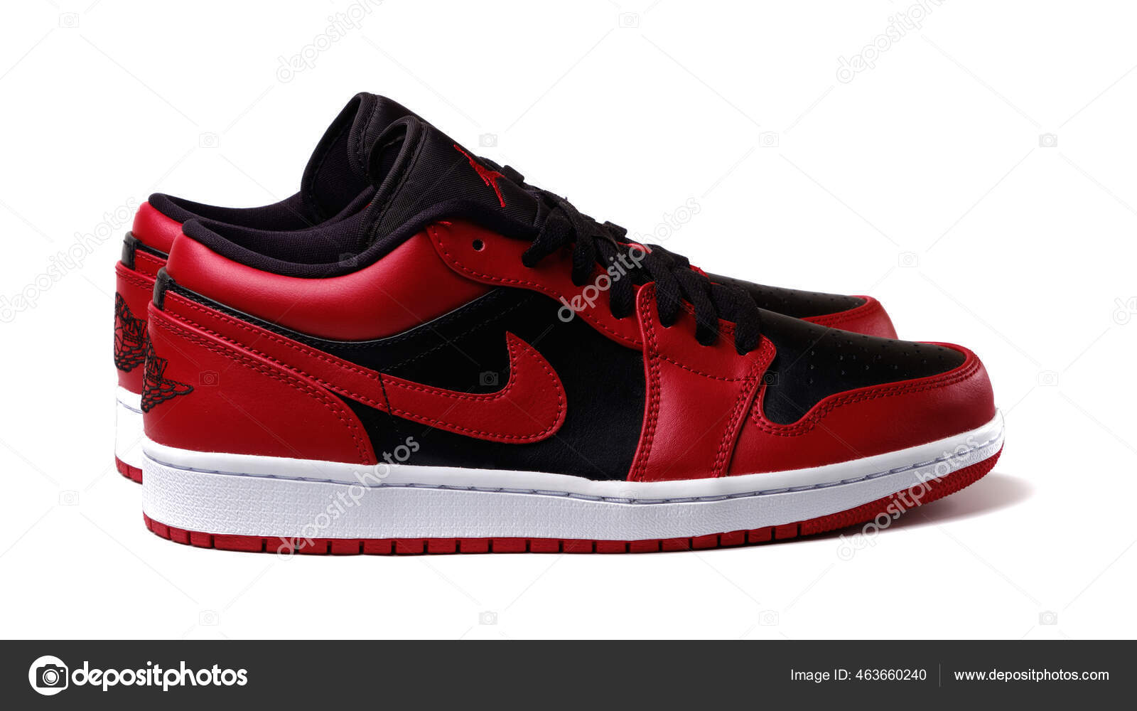 Nike Air Jordan 1 Retro Low Reverse Bred colorway sneakers isolated on ...