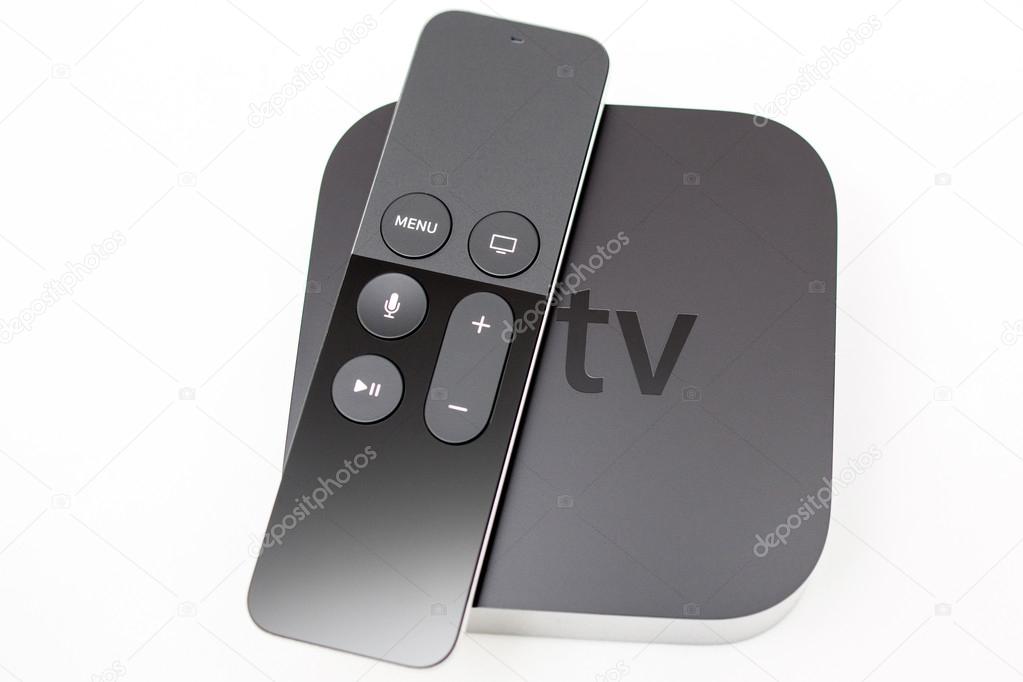 Siri remote over New Apple TV console — Stock Editorial Photo ...