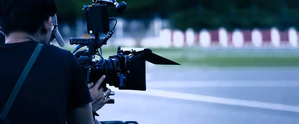 Behind the scenes of movie shooting or video production. — Stock Photo ...