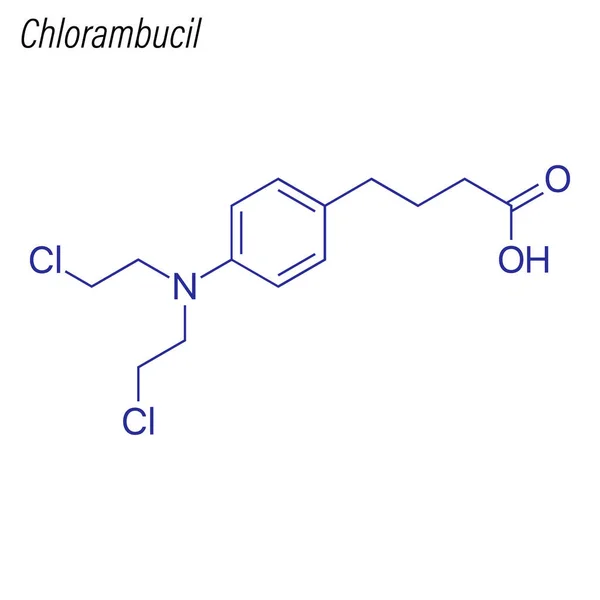 Fórmula esquelética de Clorambucil. Molécula química de drogas. 2024