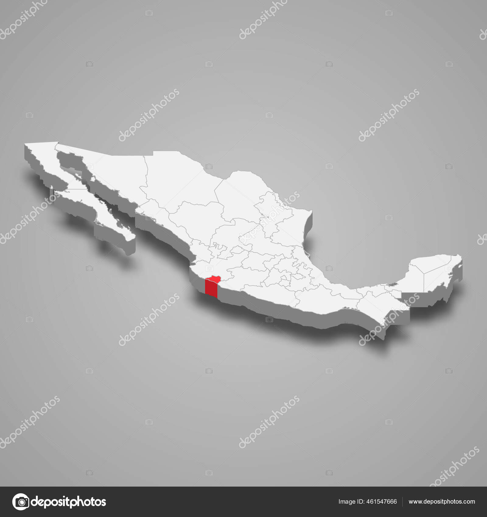 Colima Region Location Mexico Isometric Map Stock Vector by ...