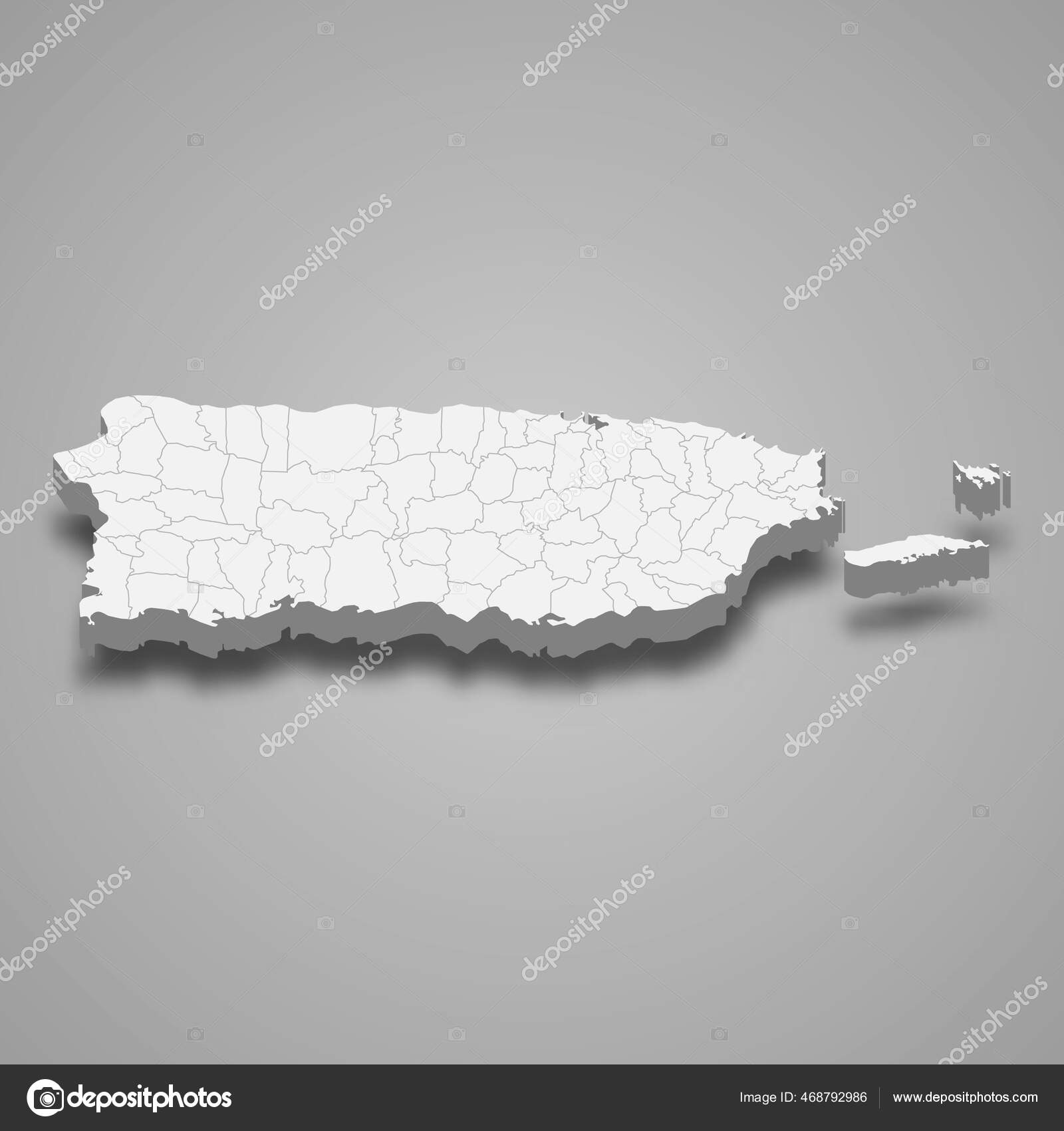 Isometric Map Puerto Rico Isolated Shadow Vector Illustration Stock ...
