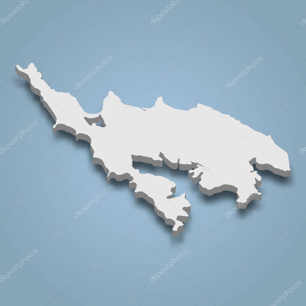 3d mapa isométrico de Culebra es una isla en Puerto Rico, ilustración ...