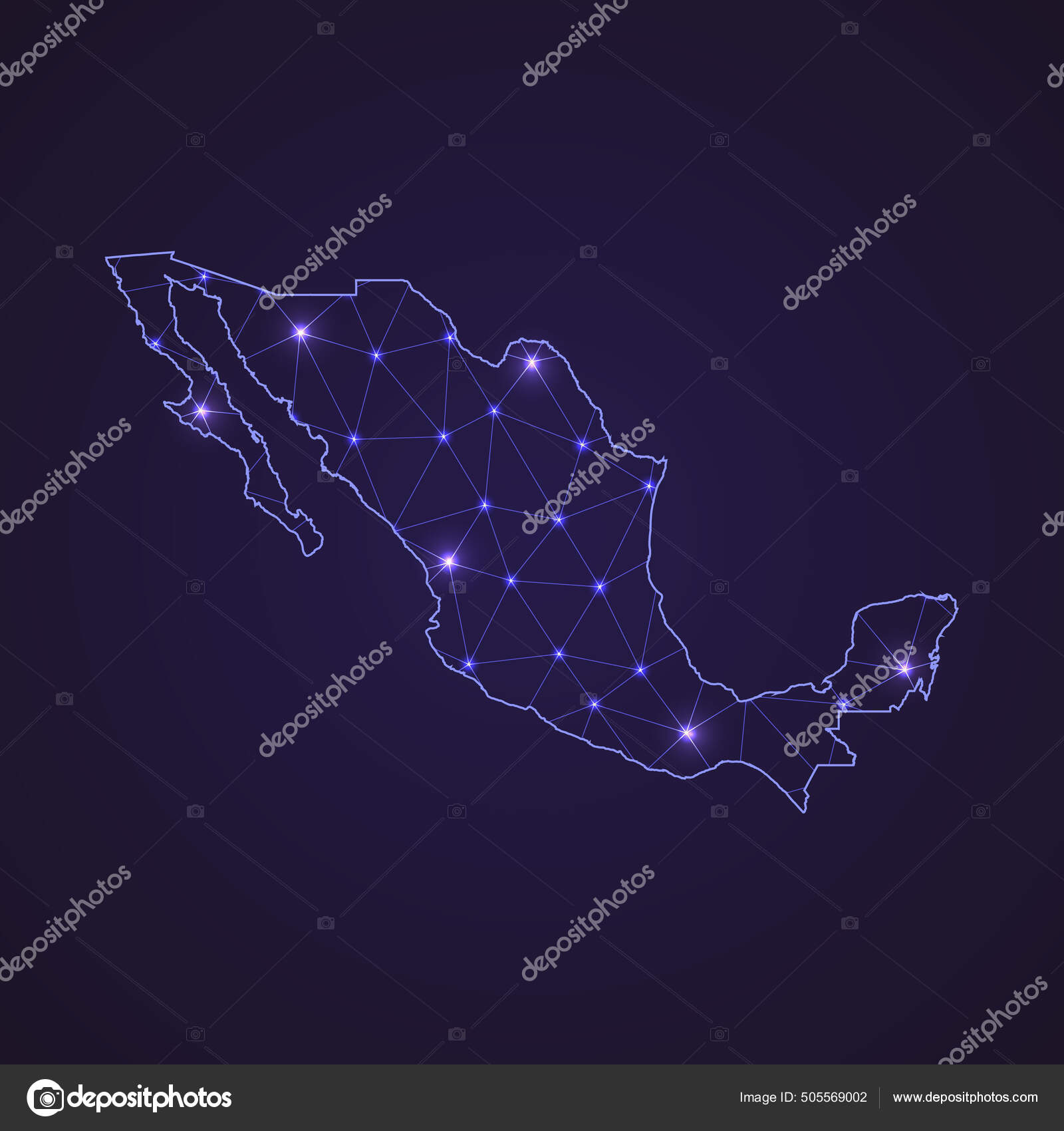 Digital Network Map Mexico Abstract Connect Line Dot Dark Background ...