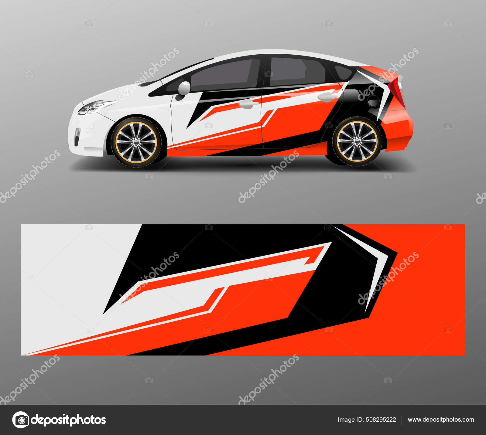 Racewagen Wrap Met Abstracte Strepen Vormen Voor Bedrijf Sport Auto ...
