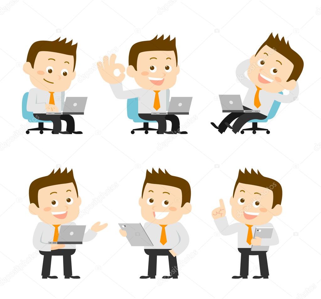 Set of businessman in different poses. manager. Stock Illustration by ...