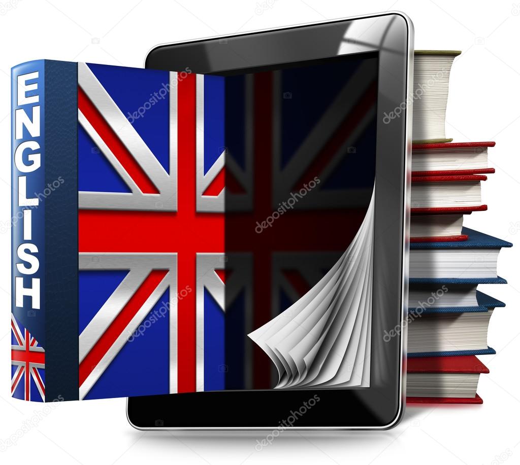 Learn English - Tablet Computer and Books — Stock Photo © catalby #87682014