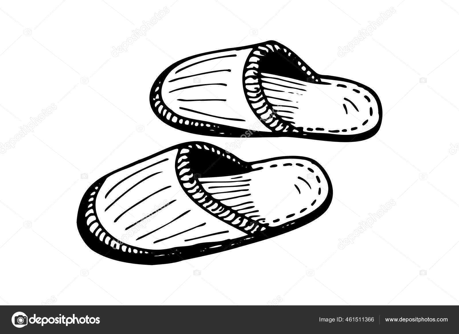 Slippers Clipart Black And White