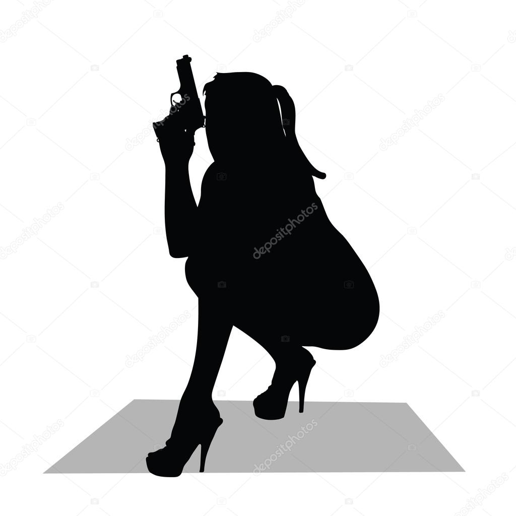 Girl With Gun Vector Silhouette Stock Vector Image By ©drgaga 67423093