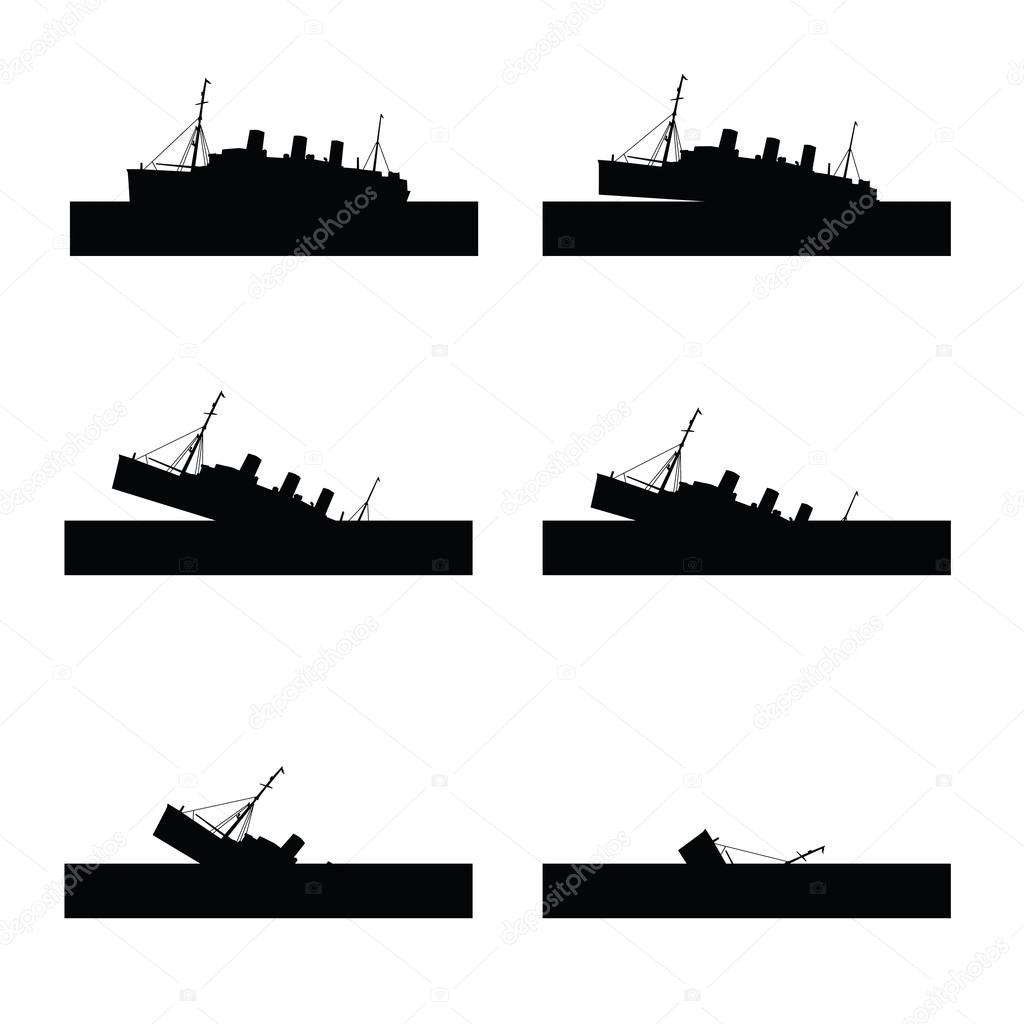 Ship sinking vector in black color Stock Vector Image by ©drgaga #94333232