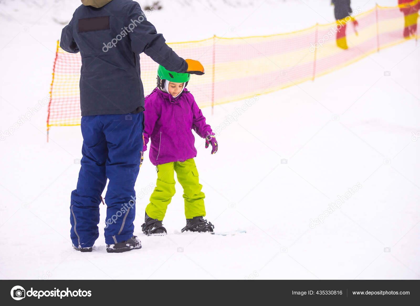 Instructors Teach Child Snow Slope Snowboard — Stock Photo © sinenkiy ...
