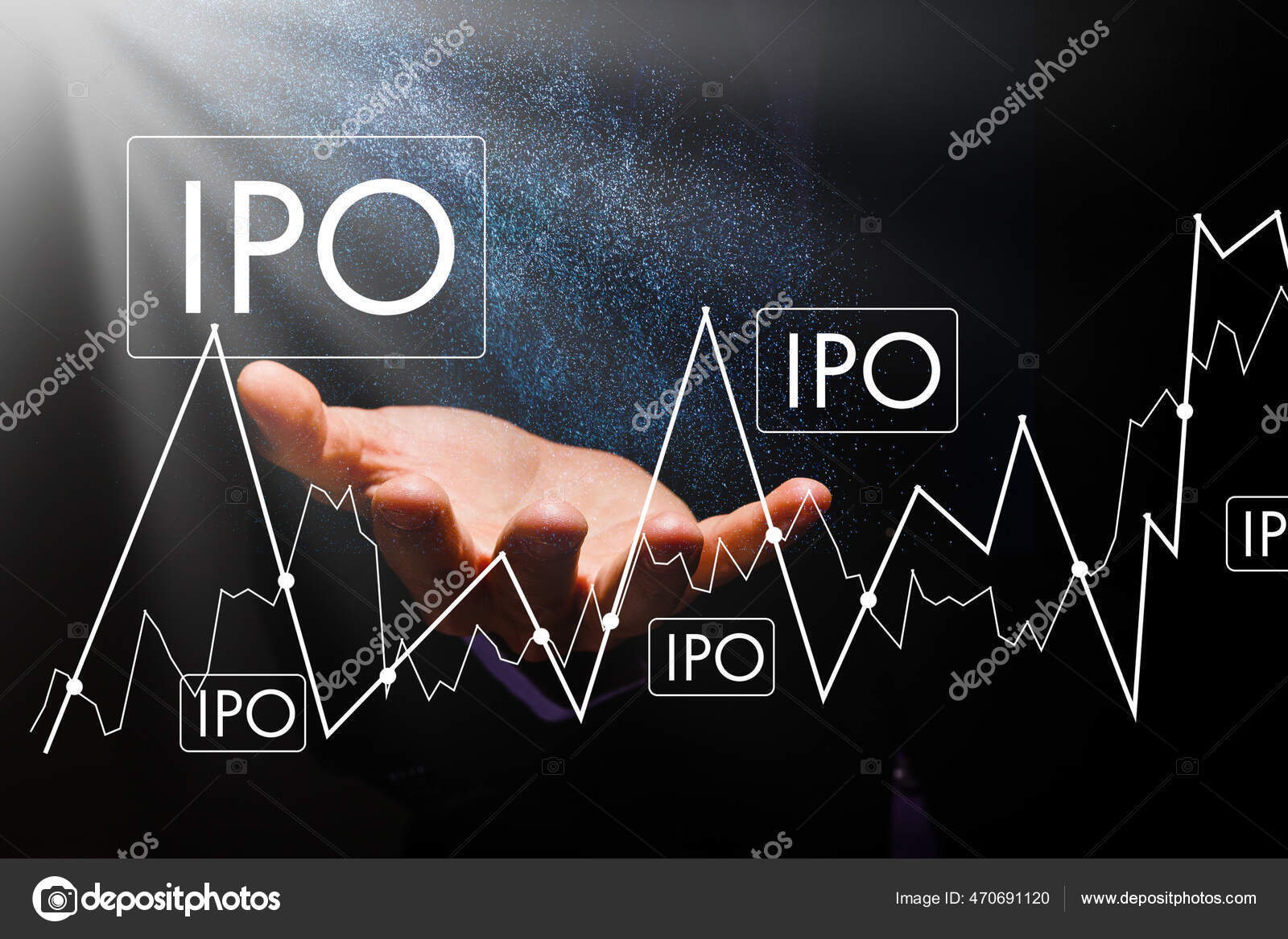 Businessman hand touching IPO or Initial Public Offering sign on ...