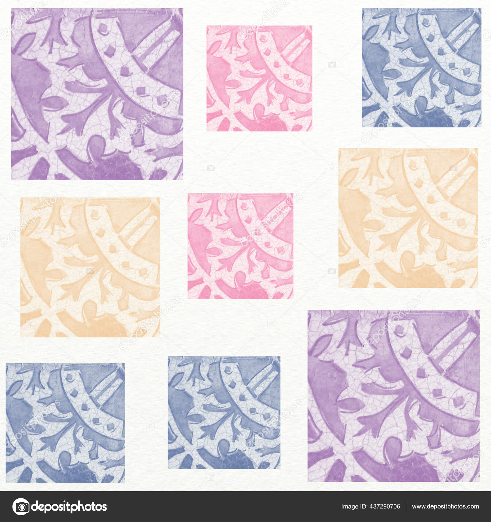 Textiles Repeating Motif Pattern Objects Flowers Mascots Vintage ...