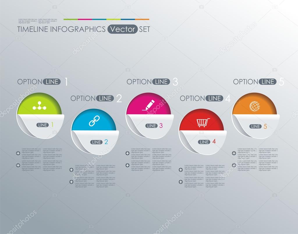 Modern infographics process template with paper stickers Stock Vector ...