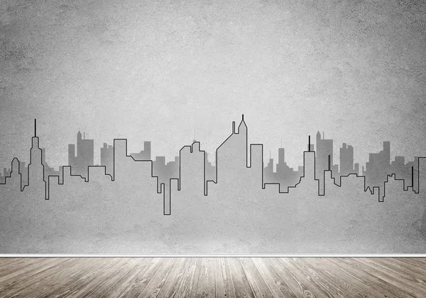 City design on wall - Stock Image - Everypixel