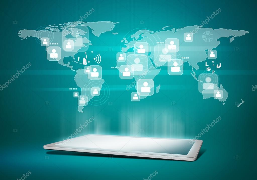 Tableta y mapa del mundo: fotografía de stock © Khakimullin #89103400 ...