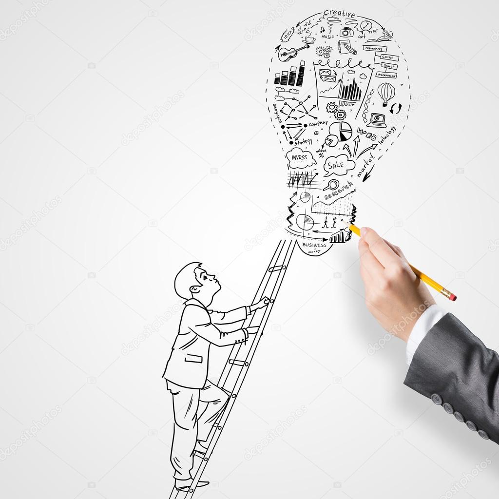 Hand drawing business strategy sketches — Stock Photo © Khakimullin ...