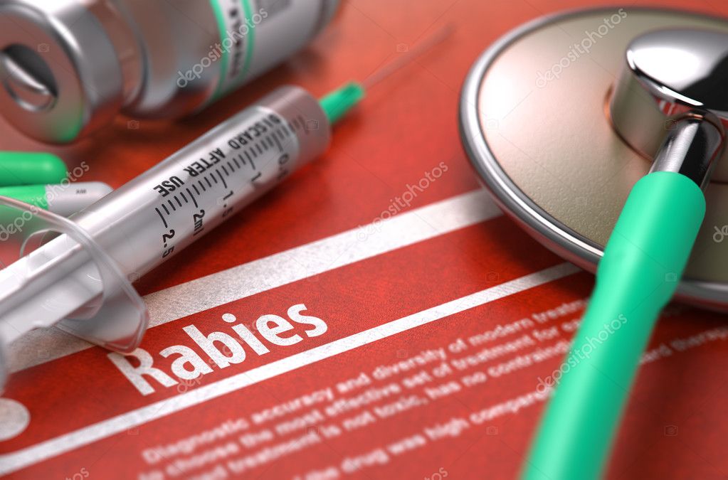 Rabies - Printed Diagnosis on Orange Background. — Stock Photo ...