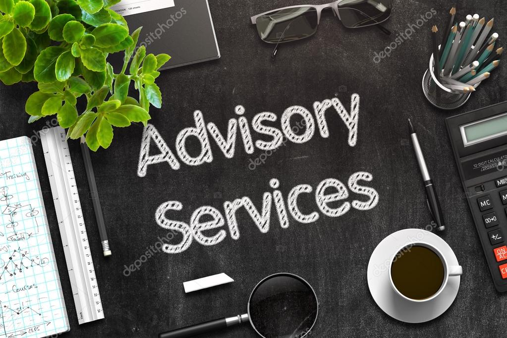 Black Chalkboard with Advisory Services. 3D Rendering. Stock Photo by ...