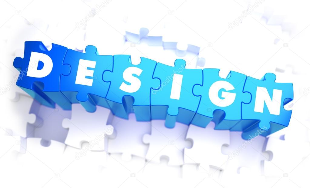 Design - Word in Blue Color on Volume Puzzle. — Stock Photo ...
