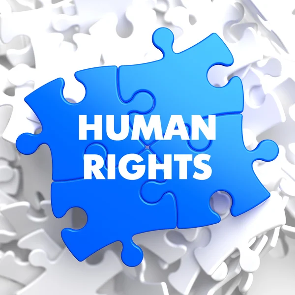 Human Rights on Blue Puzzle. - Stock Image - Everypixel