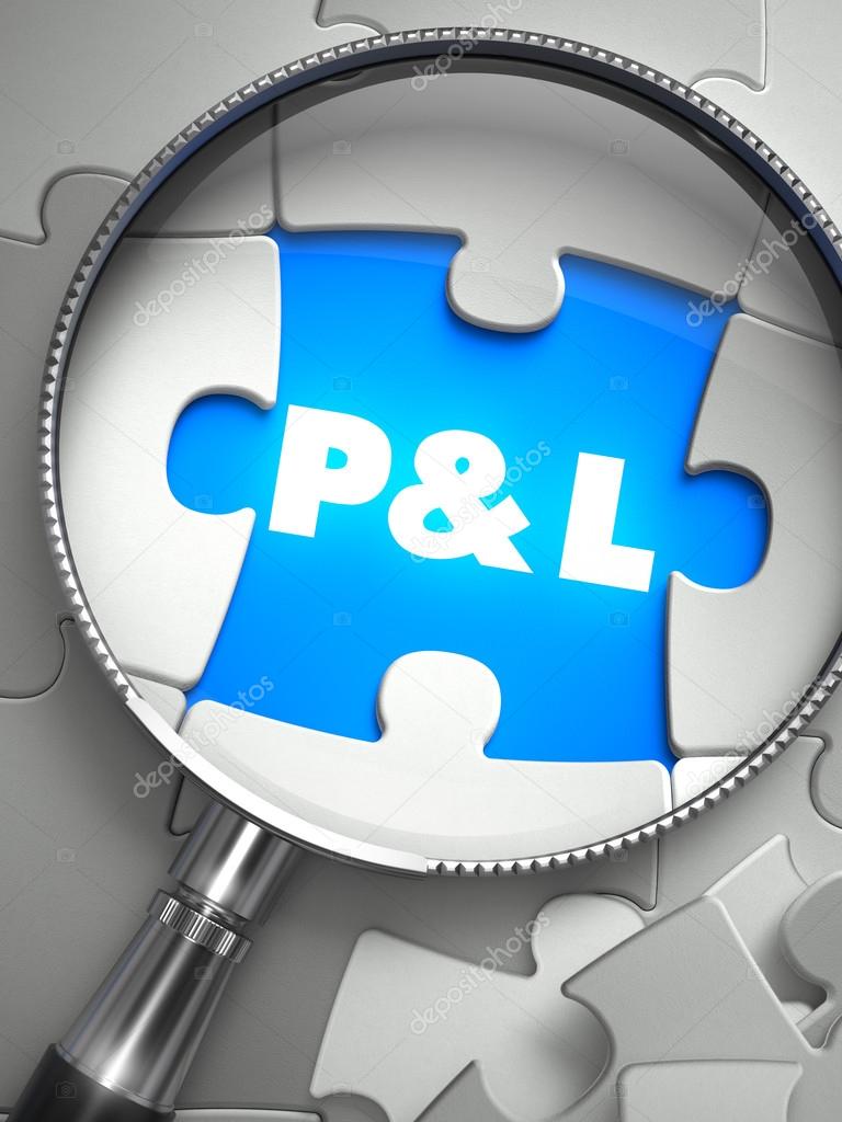 Profit and Loss - Missing Puzzle Piece through Magnifier. — Stock Photo ...