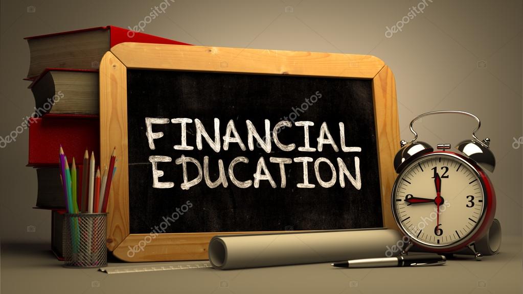 Financial Education Handwritten by white Chalk on a Blackboard. Stock ...
