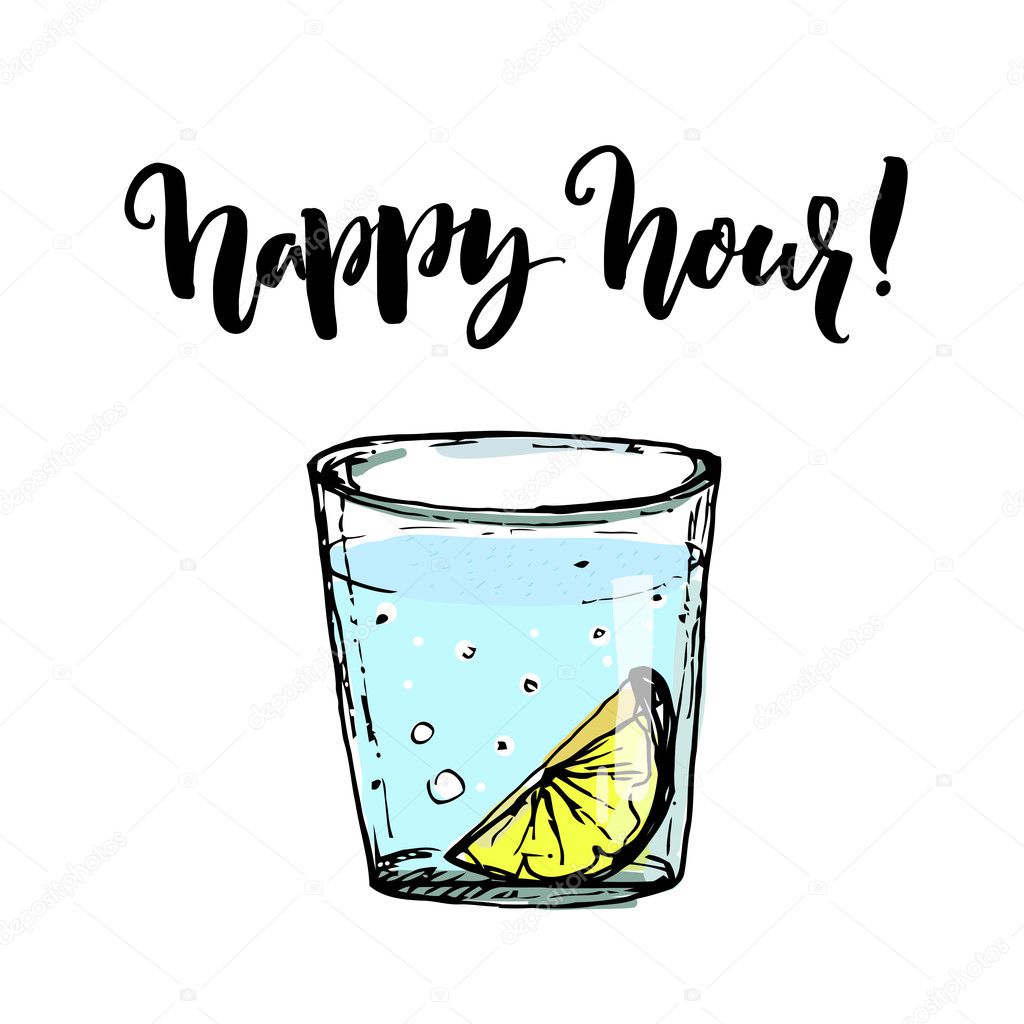 Happy hour poster with illustration Stock Vector Image by ©kotokomi ...