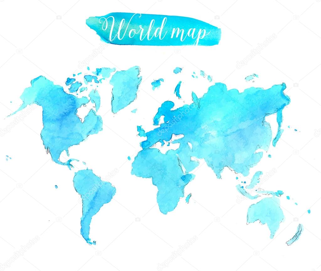 Blue watercolor map Stock Vector Image by ©kotokomi #70395507