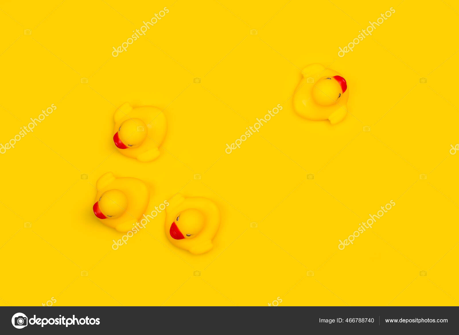 Yellow Rubber Toy Ducks Yellow Background Top View — Stock Photo ...