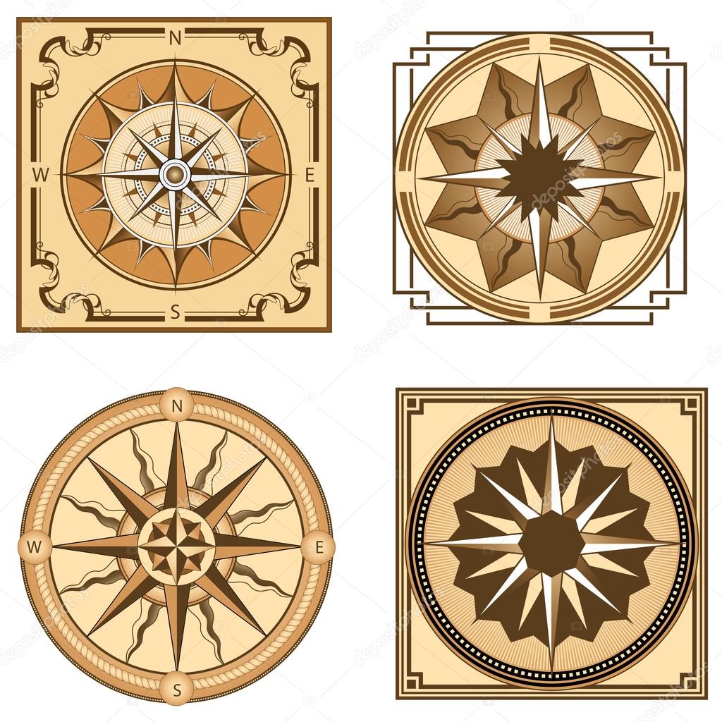 Vintage brown compasses and compass roses Stock Vector Image by ...
