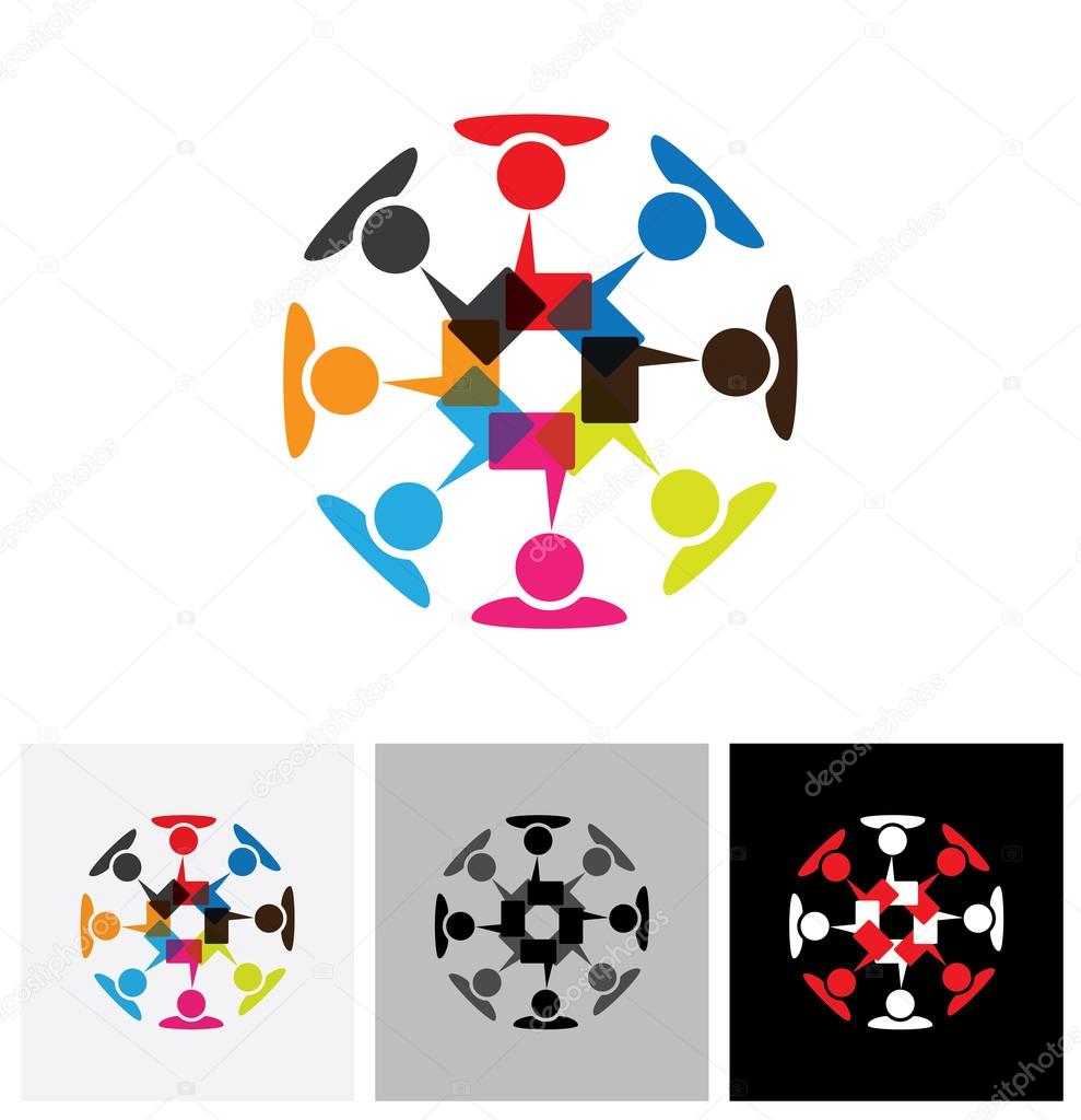 Concept vector logo icon - social media interaction & communicat Stock ...