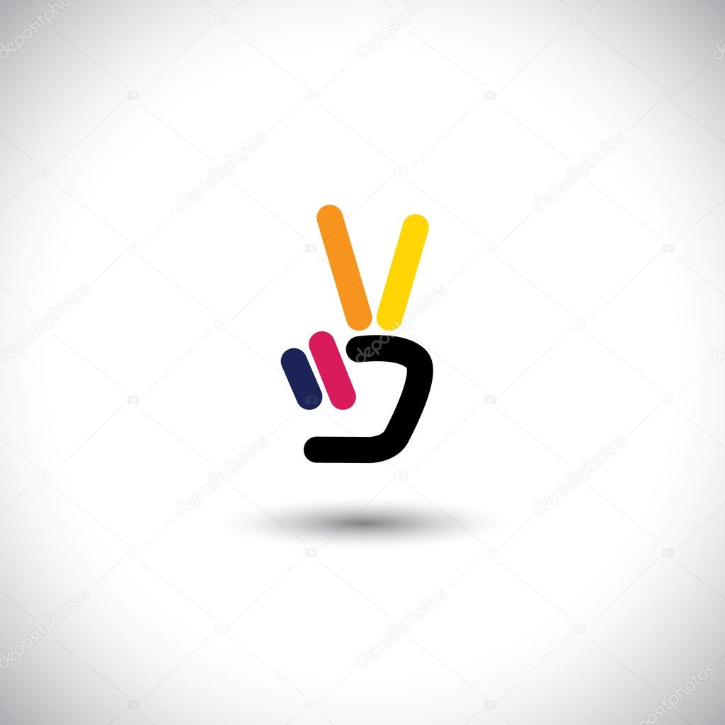 V hand victory symbol vector logo icon — Stock Vector © smarnad #77423432