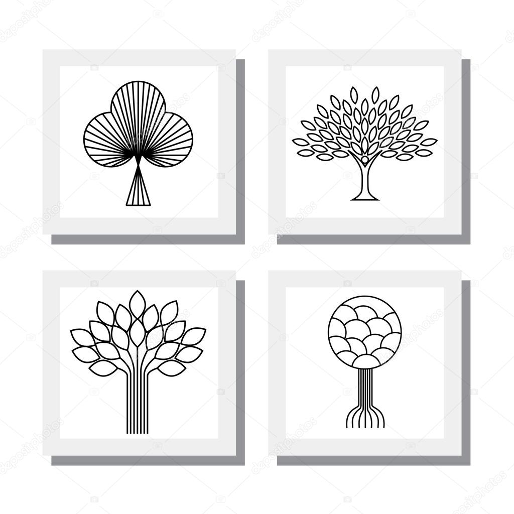 Abstract organic tree line icons logo vectors - eco & bio design Stock ...