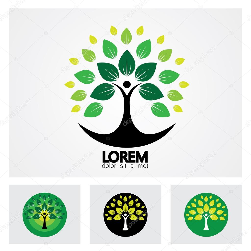 Human life logo icon of abstract people tree vector set Stock Vector ...