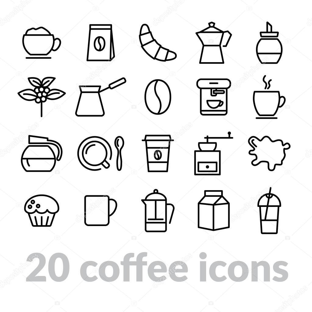 Collection of coffee line icons Stock Vector Image by ©glorcza #116270400