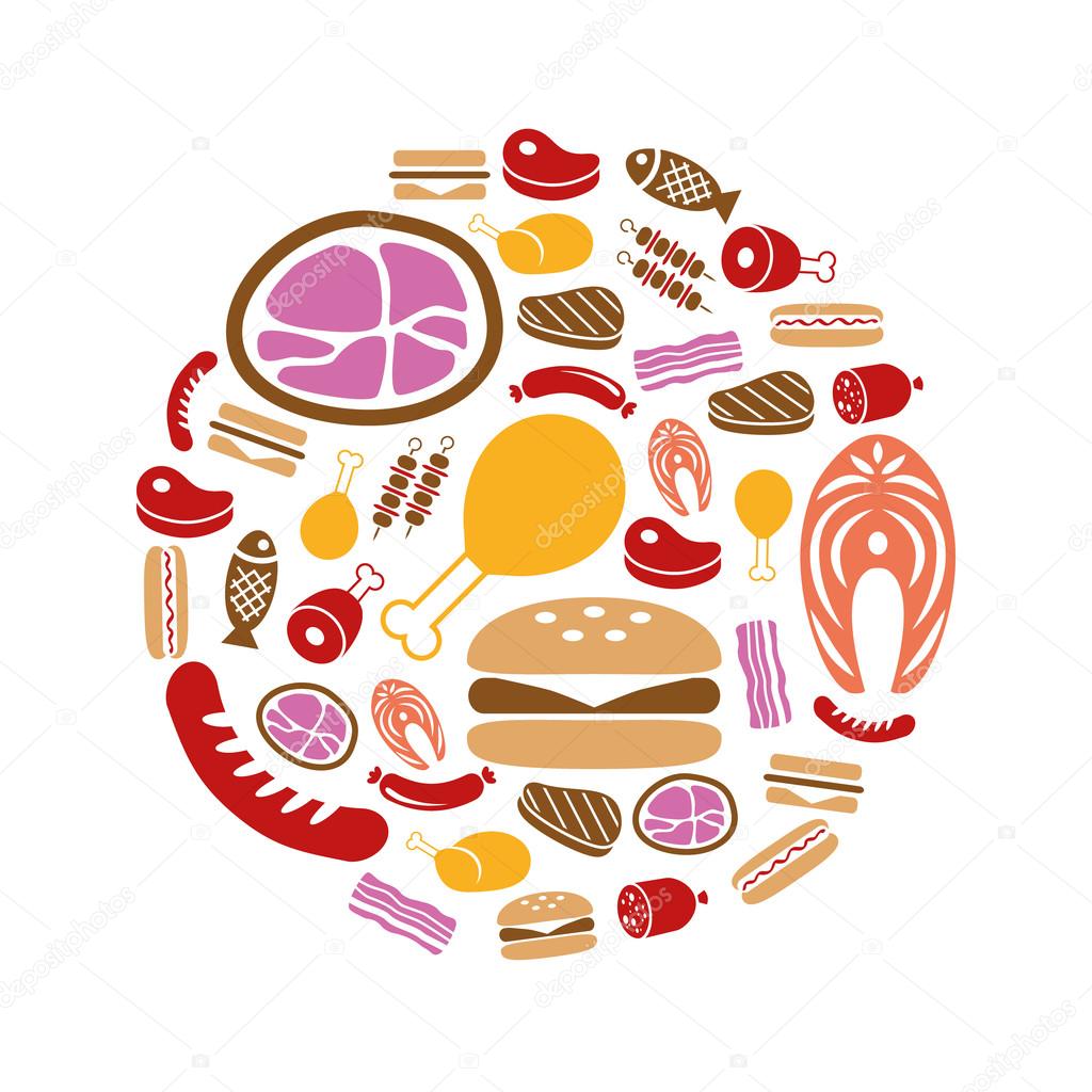 Meat icons in circle — Stock Vector © glorcza #53766747