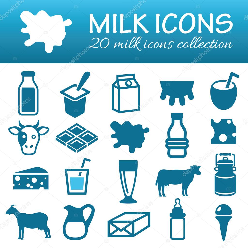 Milk icons — Stock Vector © glorcza #68320007