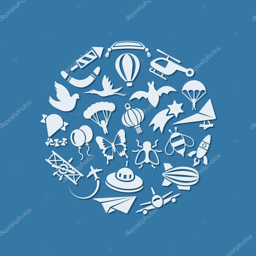 Flying icons in circle Stock Vector Image by ©glorcza #74120171