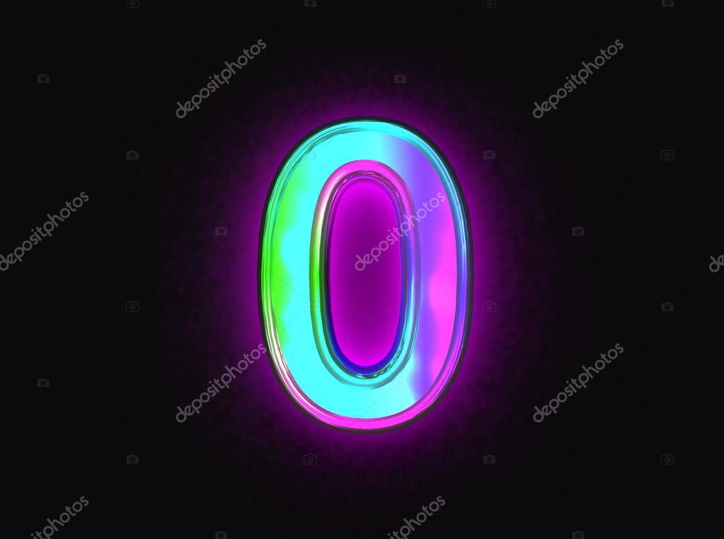 Alfabeto de cristal dicroico colorido - número 0 aislado sobre fondo ...