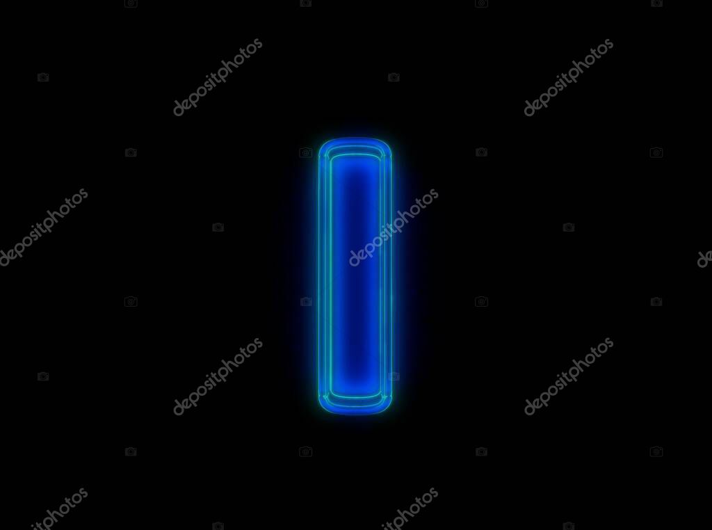 Azul - verde neón luz resplandor vidrio hecho fuente clara - letra I ...