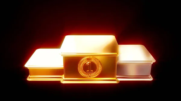 Golden Metal Winners Award Podium Dark Backdrop Isolated Object ...