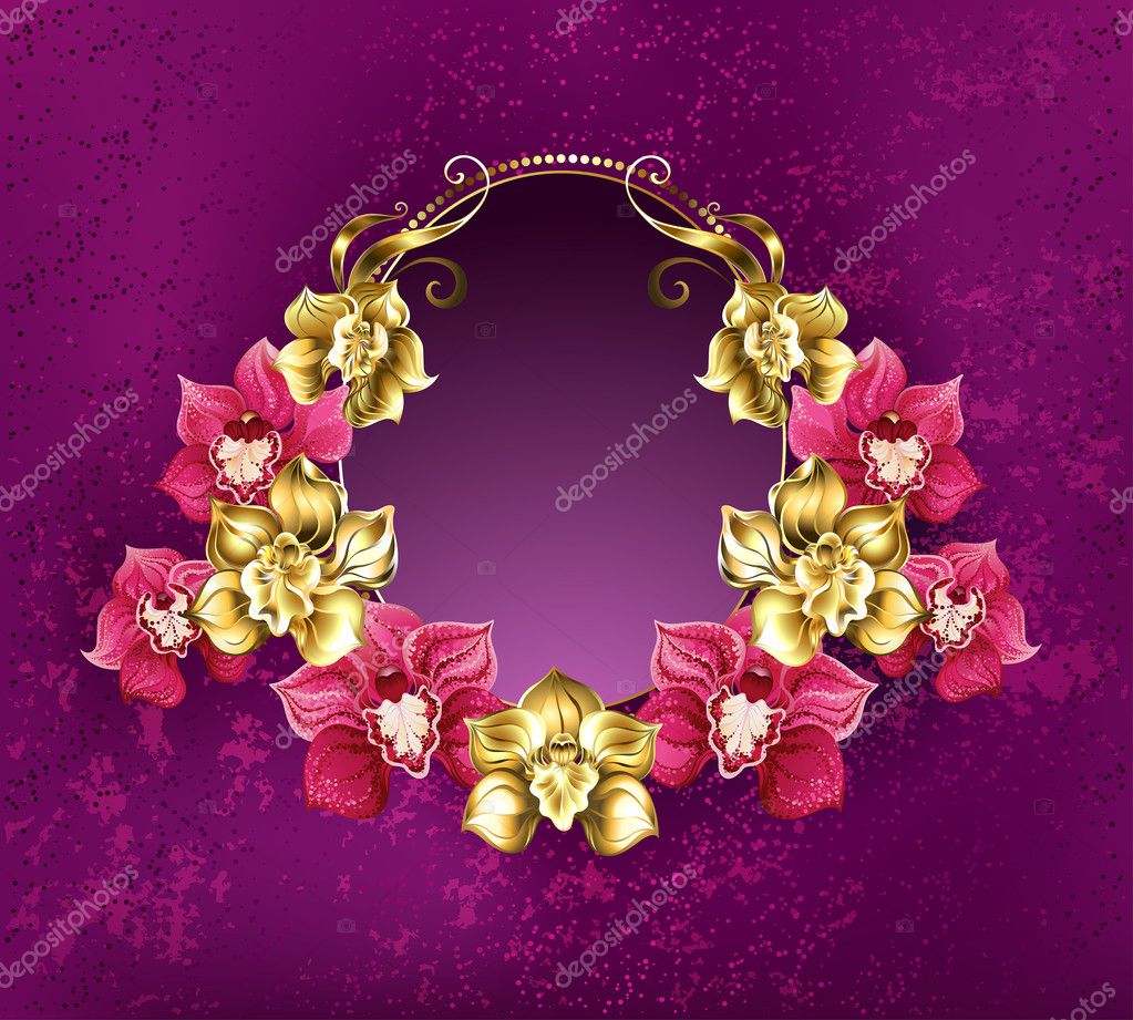 Oval banner with orchids Stock Vector Image by ©blackmoon979 #104299374