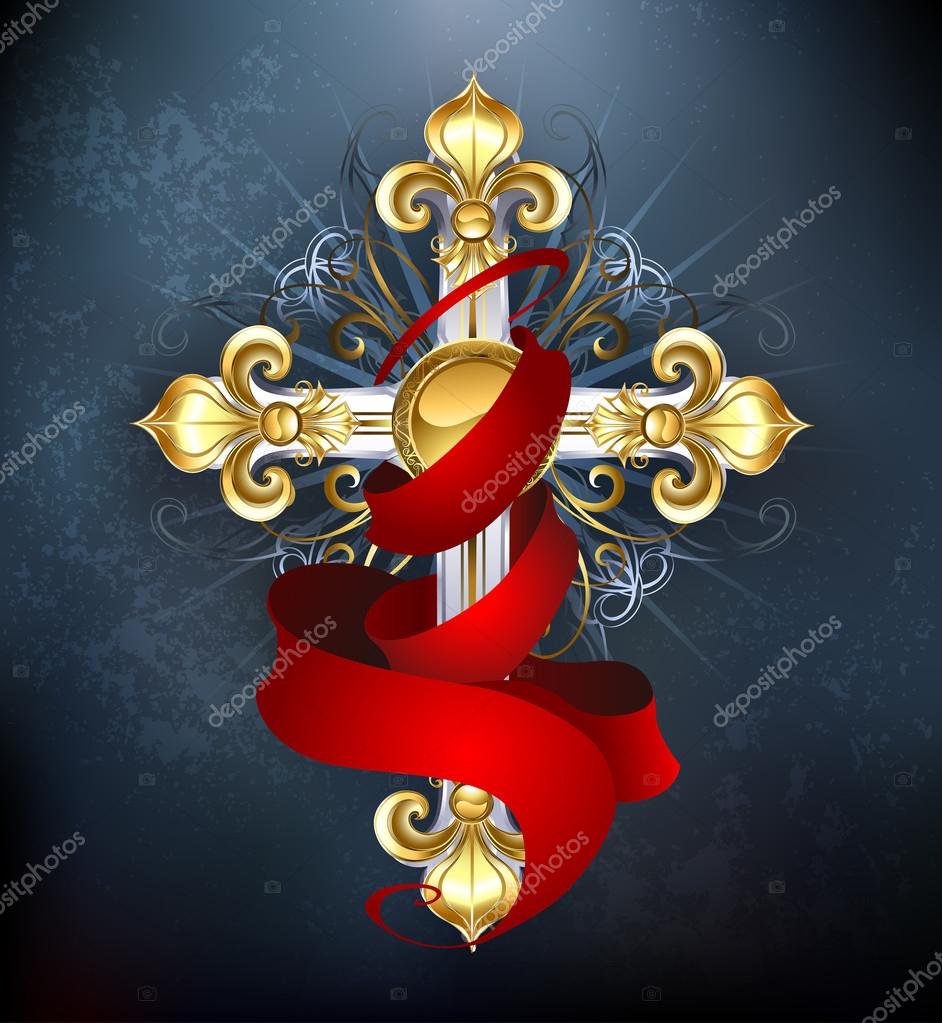 Cross with a red ribbon Stock Vector Image by ©blackmoon979 #85543174